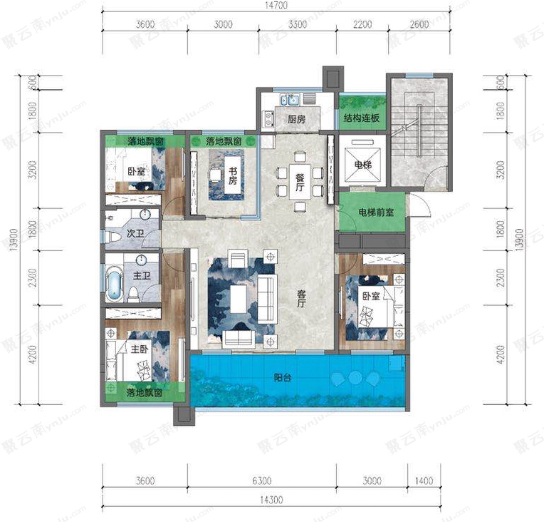 弥勒市城发·沁园B7户型户型图_聚云南房产网 | YNJU.COM_红河州房地产专业导购平台