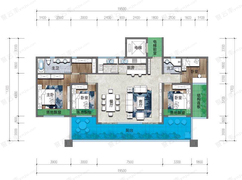 弥勒市城发·沁园E1户型图_聚云南房产网 | YNJU.COM_红河州房地产专业导购平台