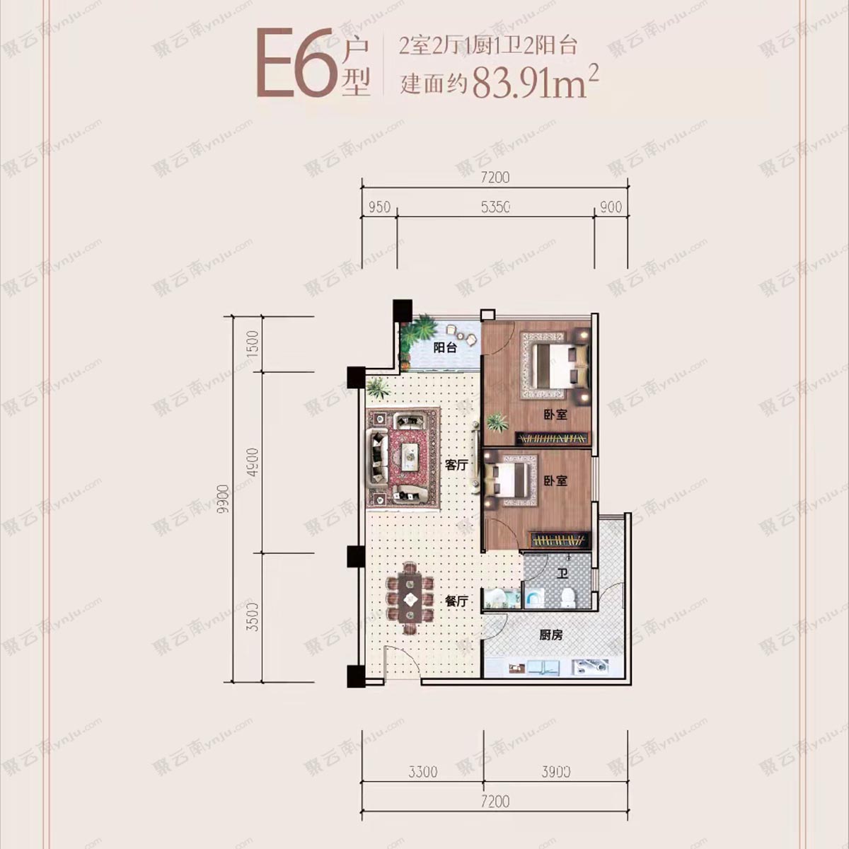 屏边县悦水寨E6户型户型图_聚云南房产网 | YNJU.COM_红河州房地产专业导购平台