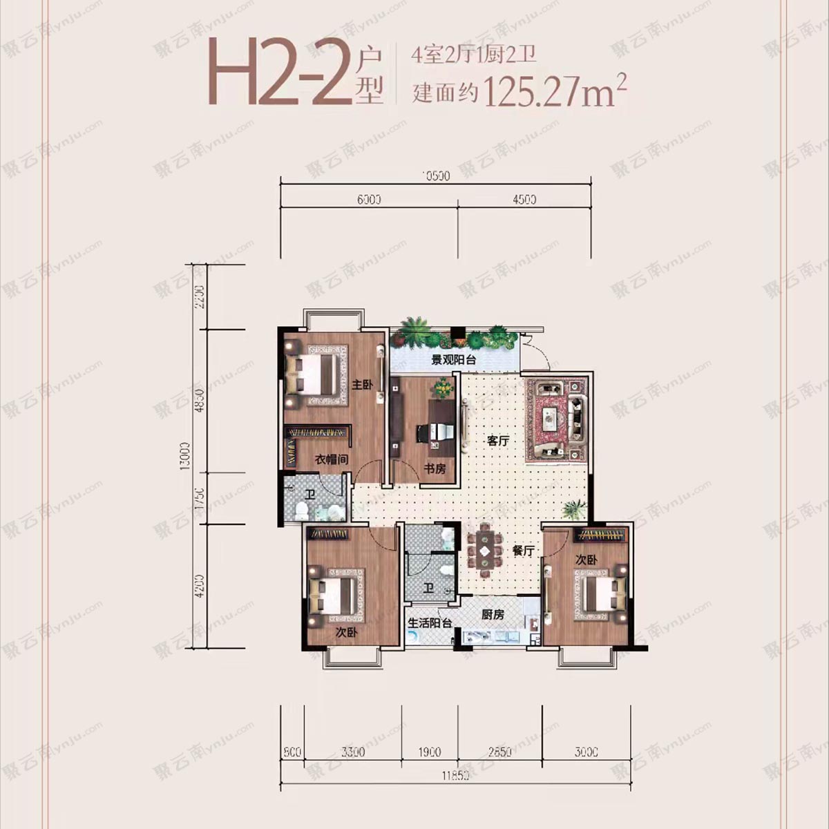 屏边县悦水寨H2-2户型图_聚云南房产网 | YNJU.COM_红河州房地产专业导购平台