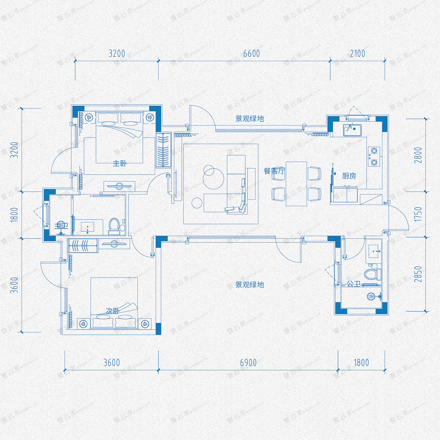 弥勒市沐心谷75A户型户型图_聚云南房产网 | YNJU.COM_红河州房地产专业导购平台