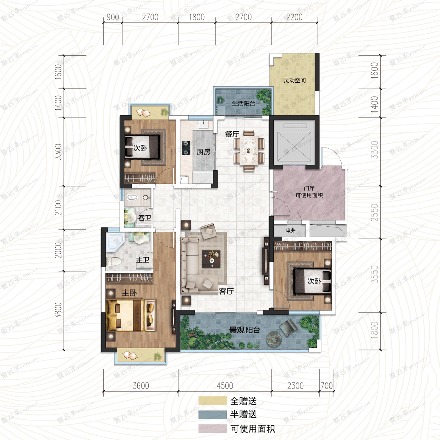 元阳县创丰.锦泽水墨C户型户型图_聚云南房产网 | YNJU.COM_红河州房地产专业导购平台