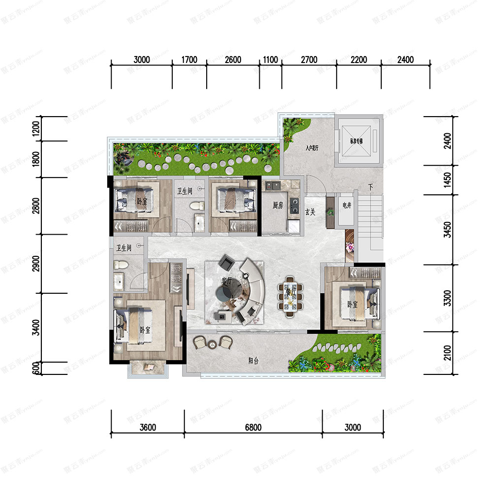 蒙自市时代芳华D户型户型图_聚云南房产网 | YNJU.COM_红河州房地产专业导购平台